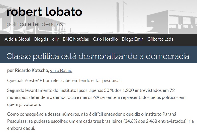 Portal Robert Lobato divulga pesquisa nacional realizado pela Paraná ...
