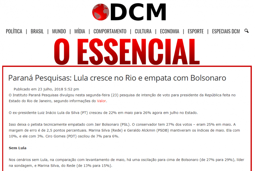 Diário do Centro do Mundo cita em matéria pesquisa realizada pela ...